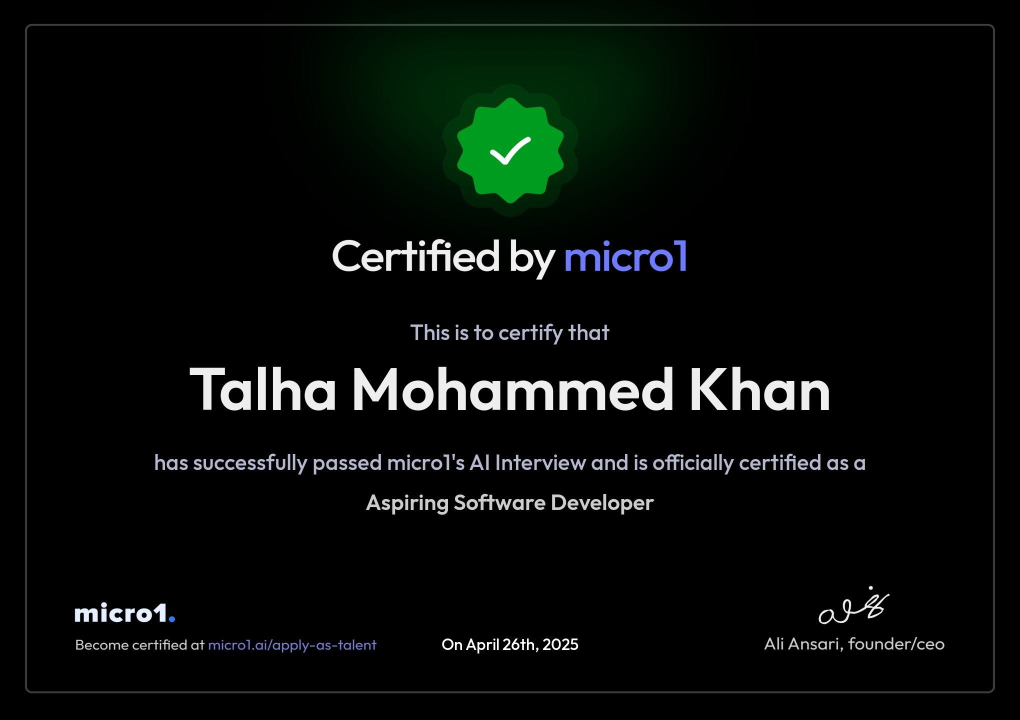 Talha Mohammed Khan - CS Graduate | Full Stack Developer | LinkedIn